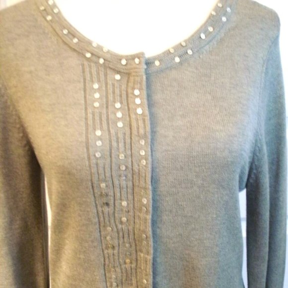 Sigrid Olsen | Sweaters | Sigrid Olsen Size Med Sage Gray Green Ribbed ...